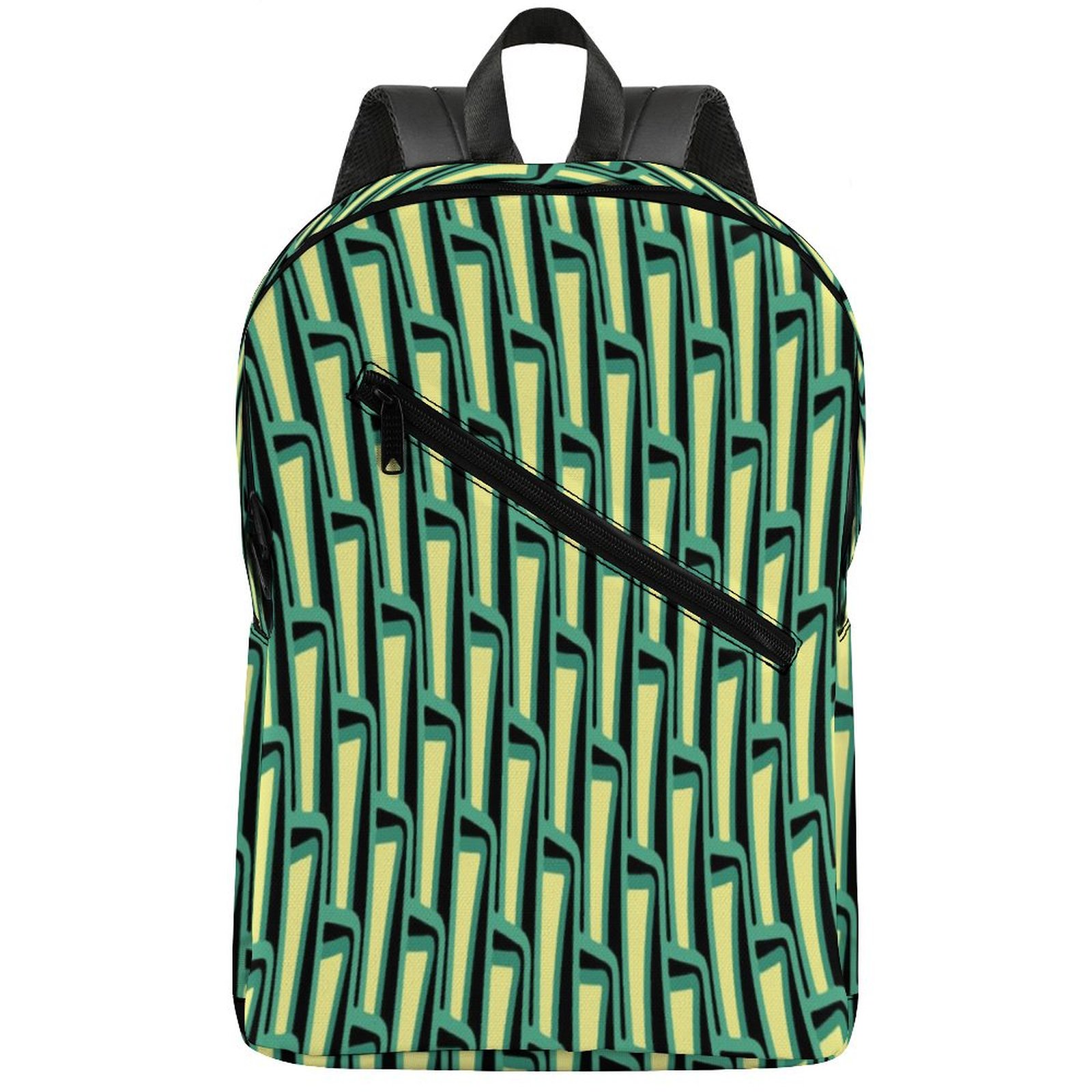 retro geometrical black cyan cream 2 CompartMent Backpack | ID: D7244947