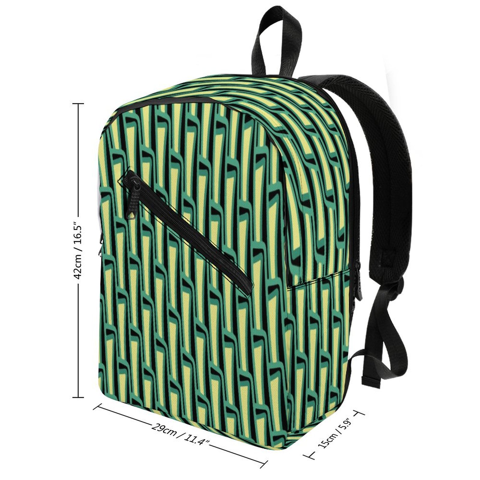 retro geometrical black cyan cream 2 CompartMent Backpack | ID: D7244947
