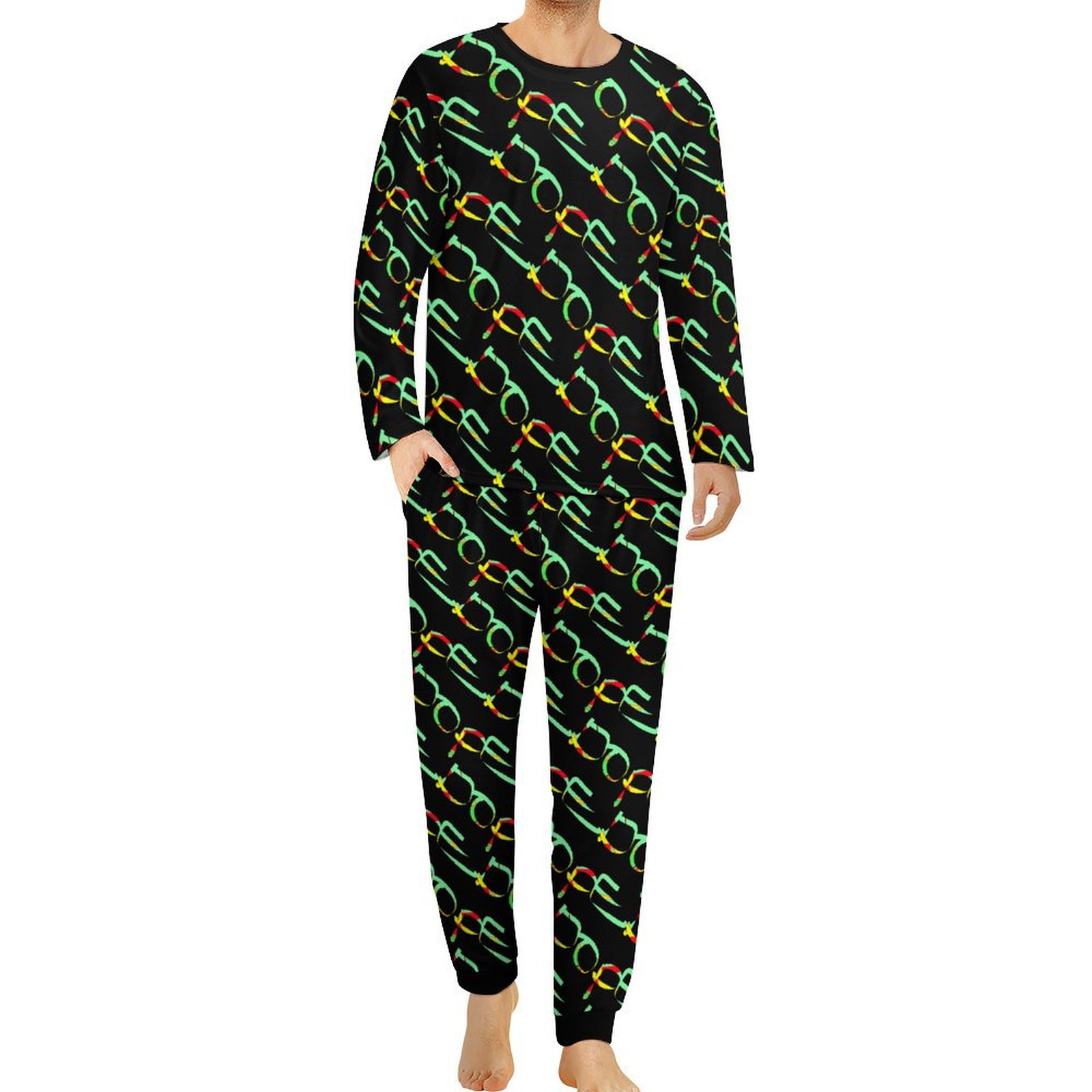 minimalistic black arrows verbal Men's Soft Pajama Set (ITZ) | ID: D7338002