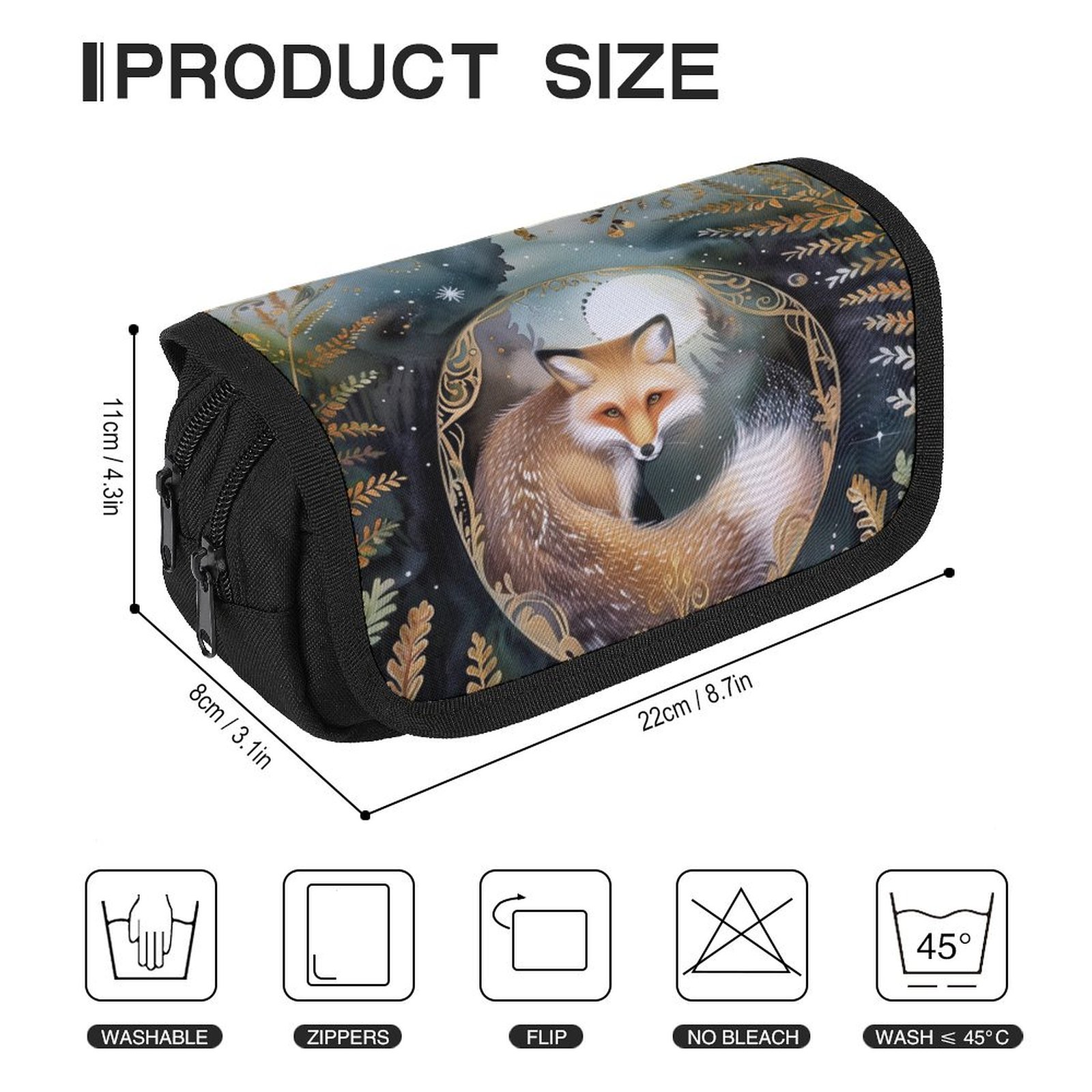 Lunar Fox Pouch Double-Layer Pencil Case | ID: D7351281