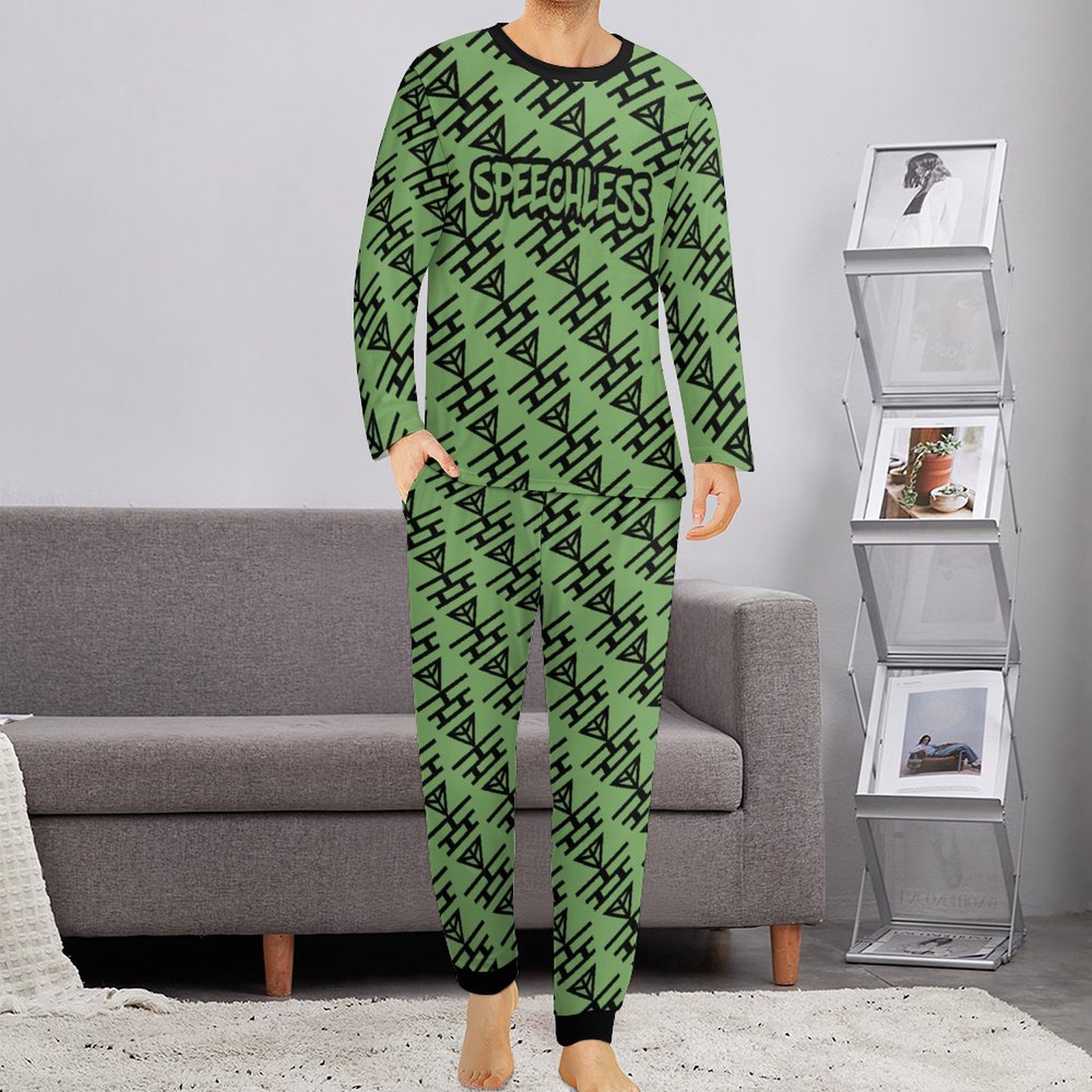 minimalistic black arrows verbal Men's Soft Pajama Set (ITZ) | ID: D7338002