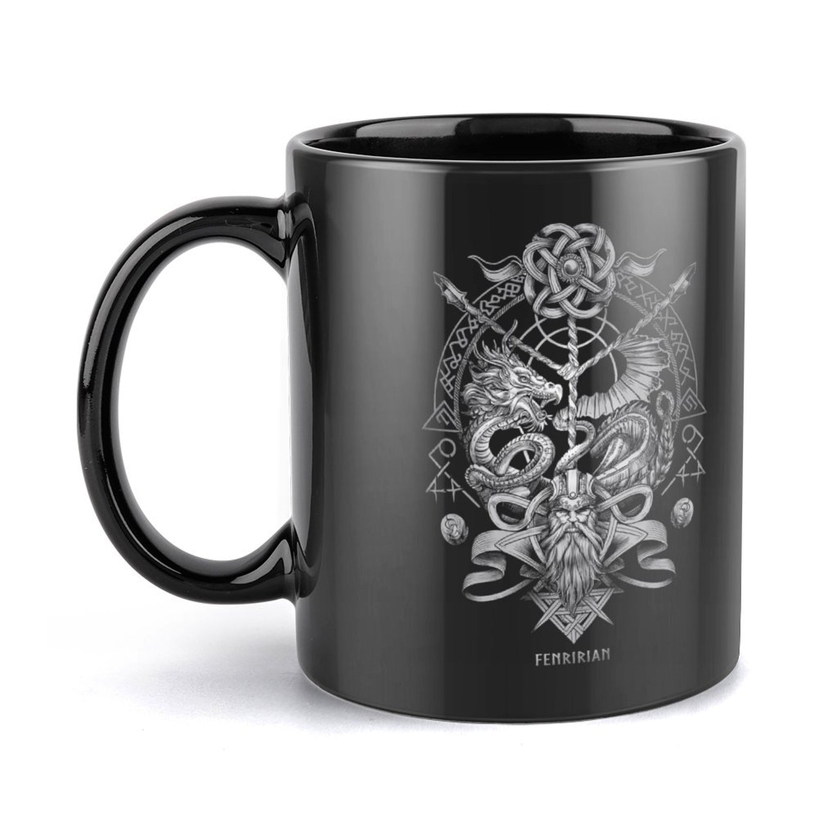 Odin & Dragon Black Mug | ID: D7398597