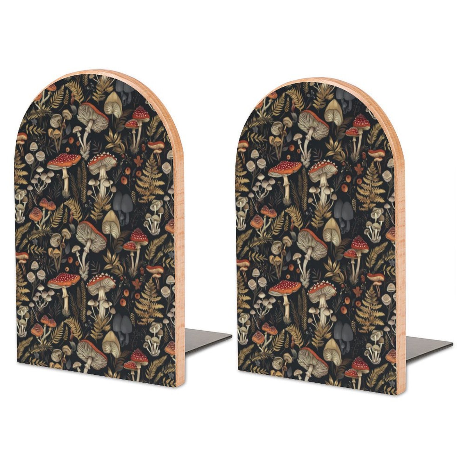 Forest Mushrooms Bookends Custom Bookends (Large) | ID: D7401665
