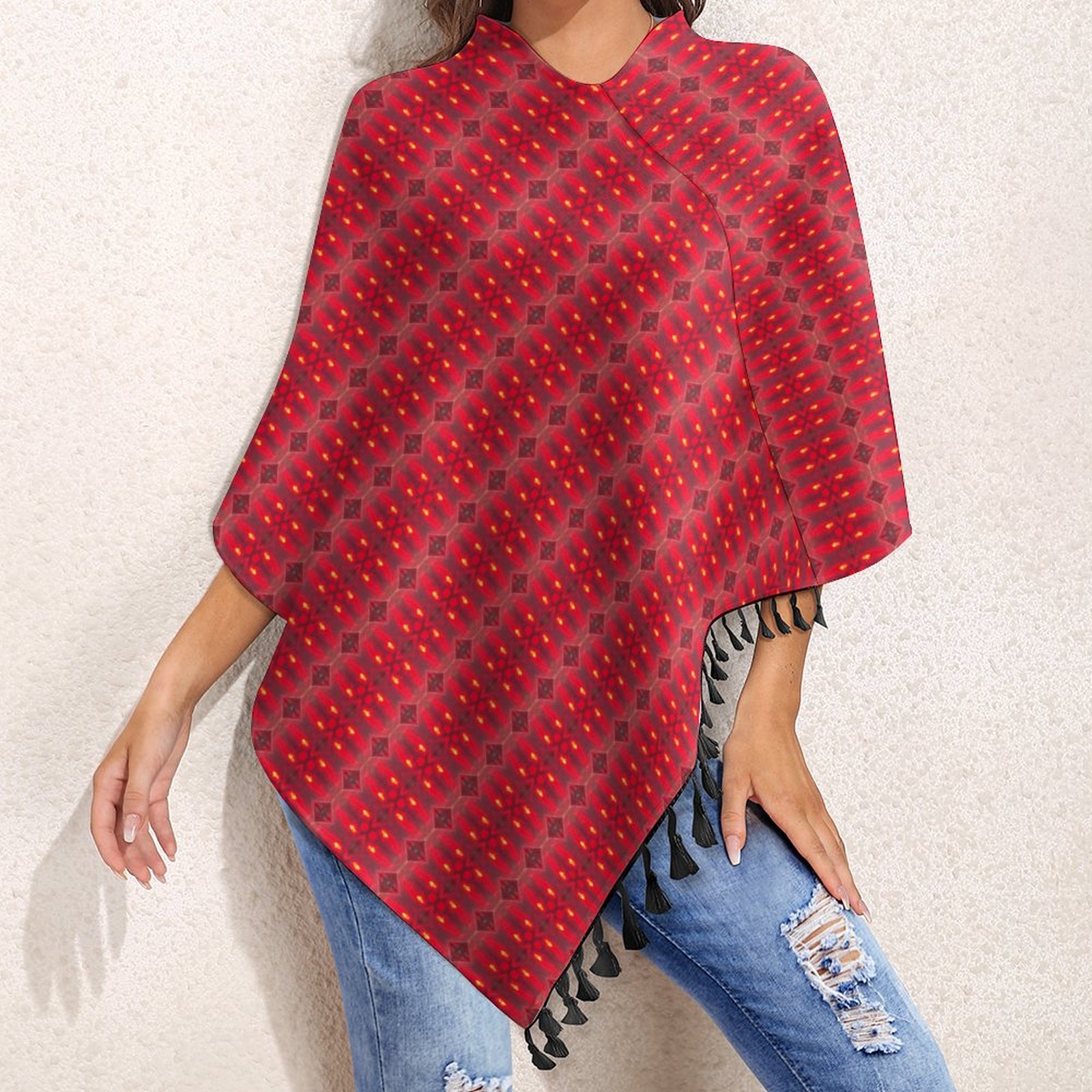 Red Stripes Tassel Cape | ID: D7542824
