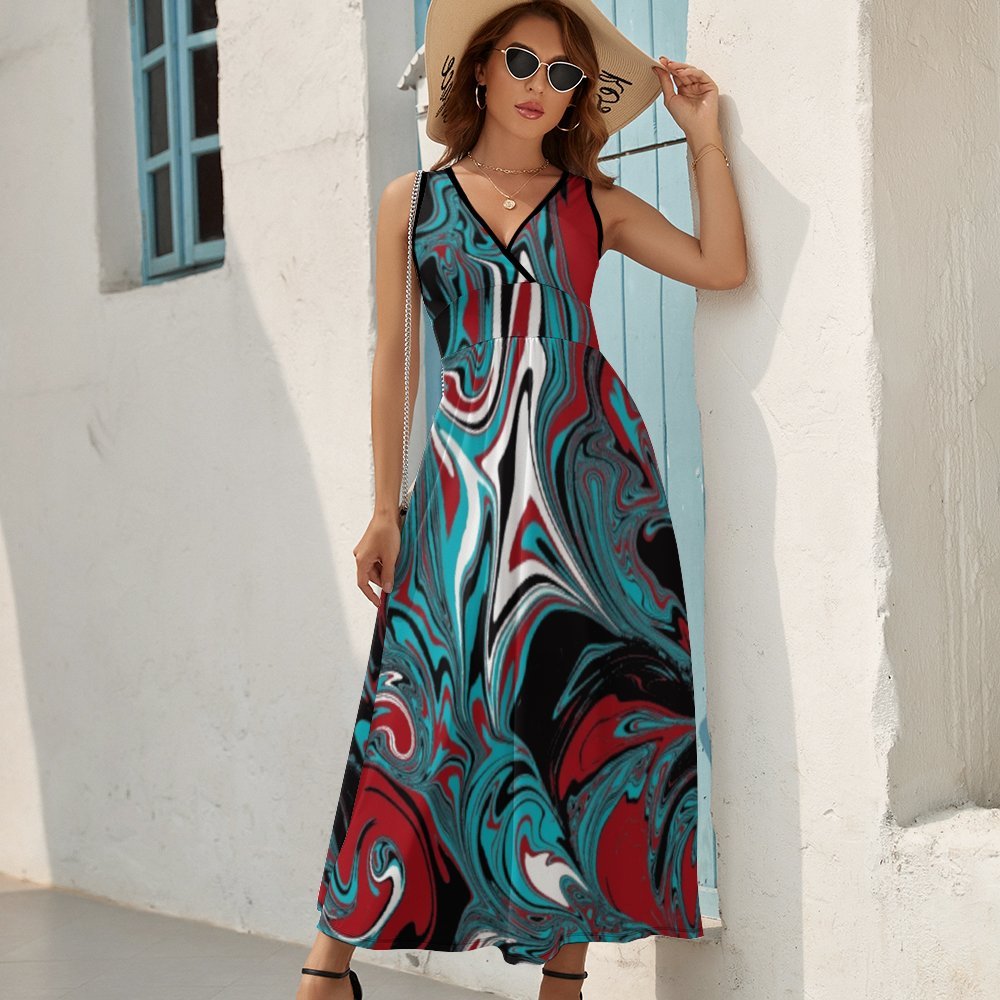 Dark Wave of Colors Sleeveless Long Dress (NZ028) | ID: D7050965