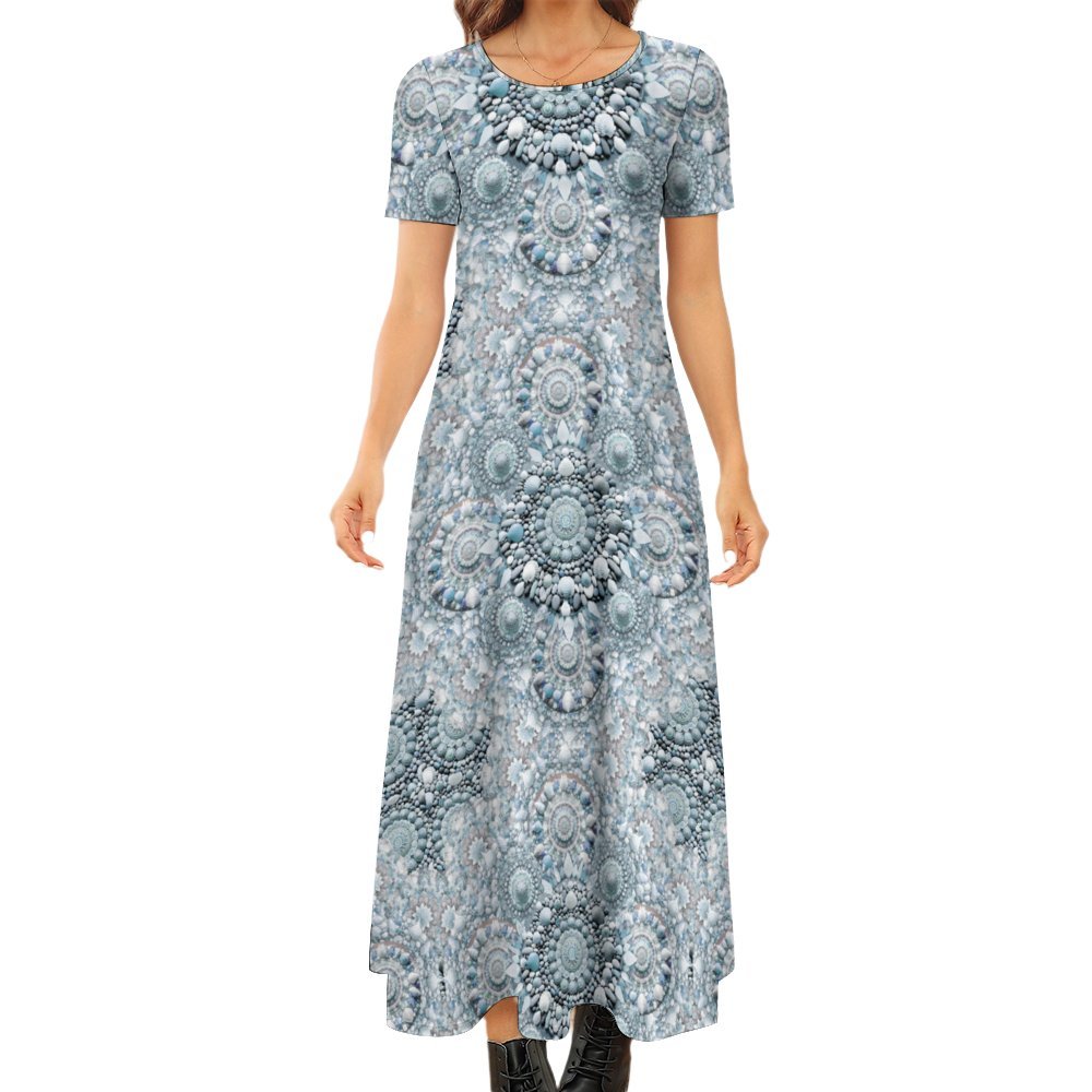 Round neck short sleeve dress Short Sleeve Round-Neck Long Dress | ID ...